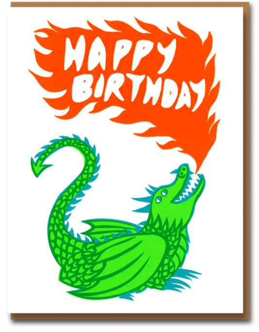 Happy Birthday Dragon greetings card – The Bookish Type