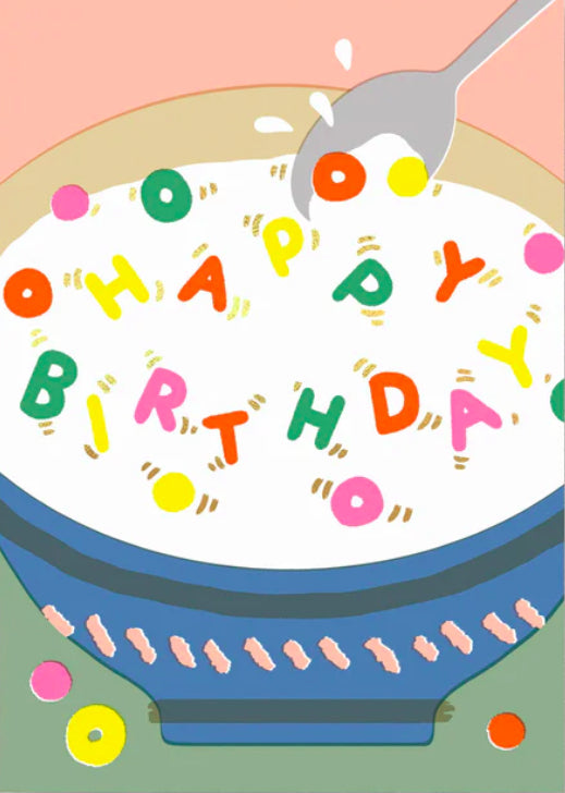 Cereal Happy Birthday greetings card – The Bookish Type