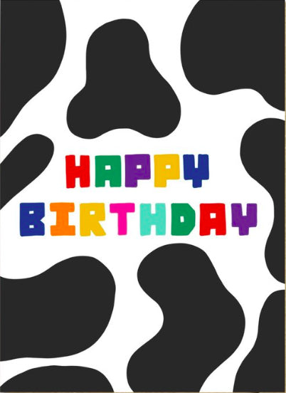 Happy Birthday cow print greetings card – The Bookish Type